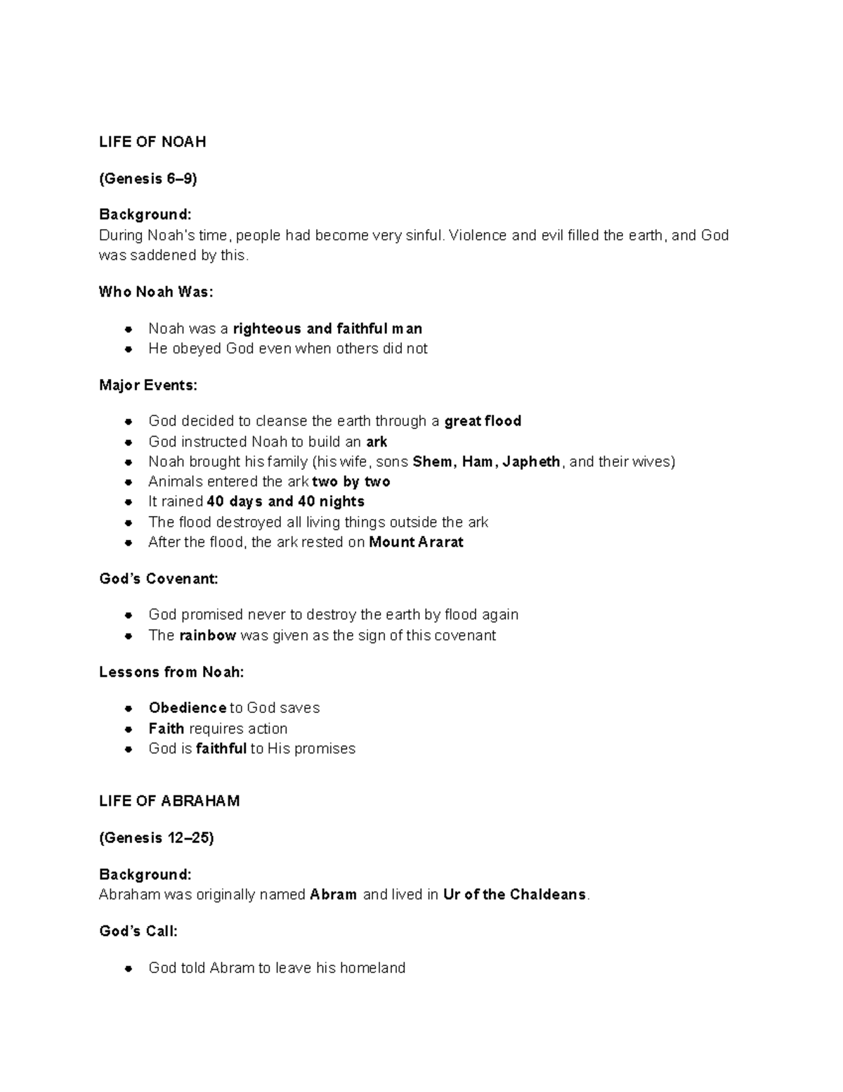 Genesis: Life of Noah, Abraham, and Isaac - Key Events and Lessons ...