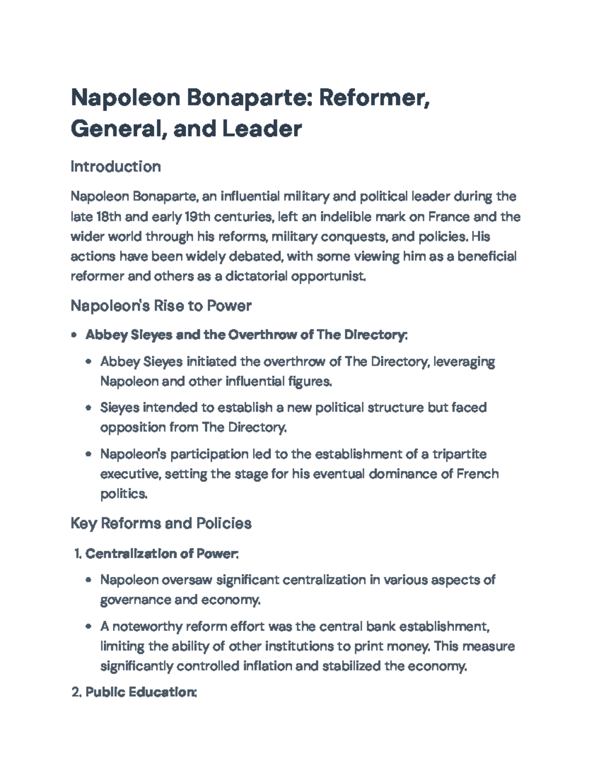 Understanding Napoleon Bonaparte: Reforms, Military Strategy, and ...