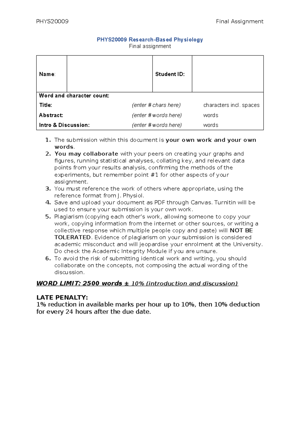 PHYS2000 Final Assignment Submission Template - Studocu