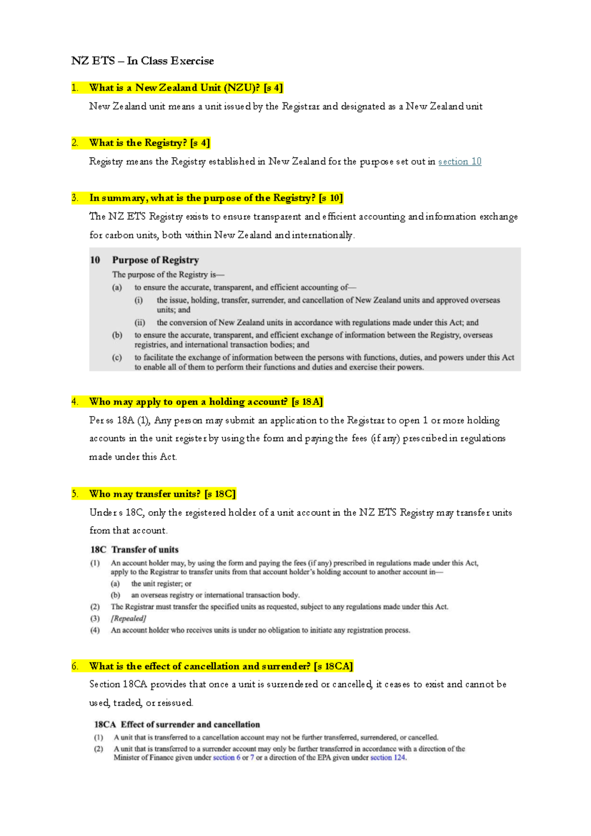 NZ ETS - In Class Exercise: Understanding New Zealand Units (NZUs ...