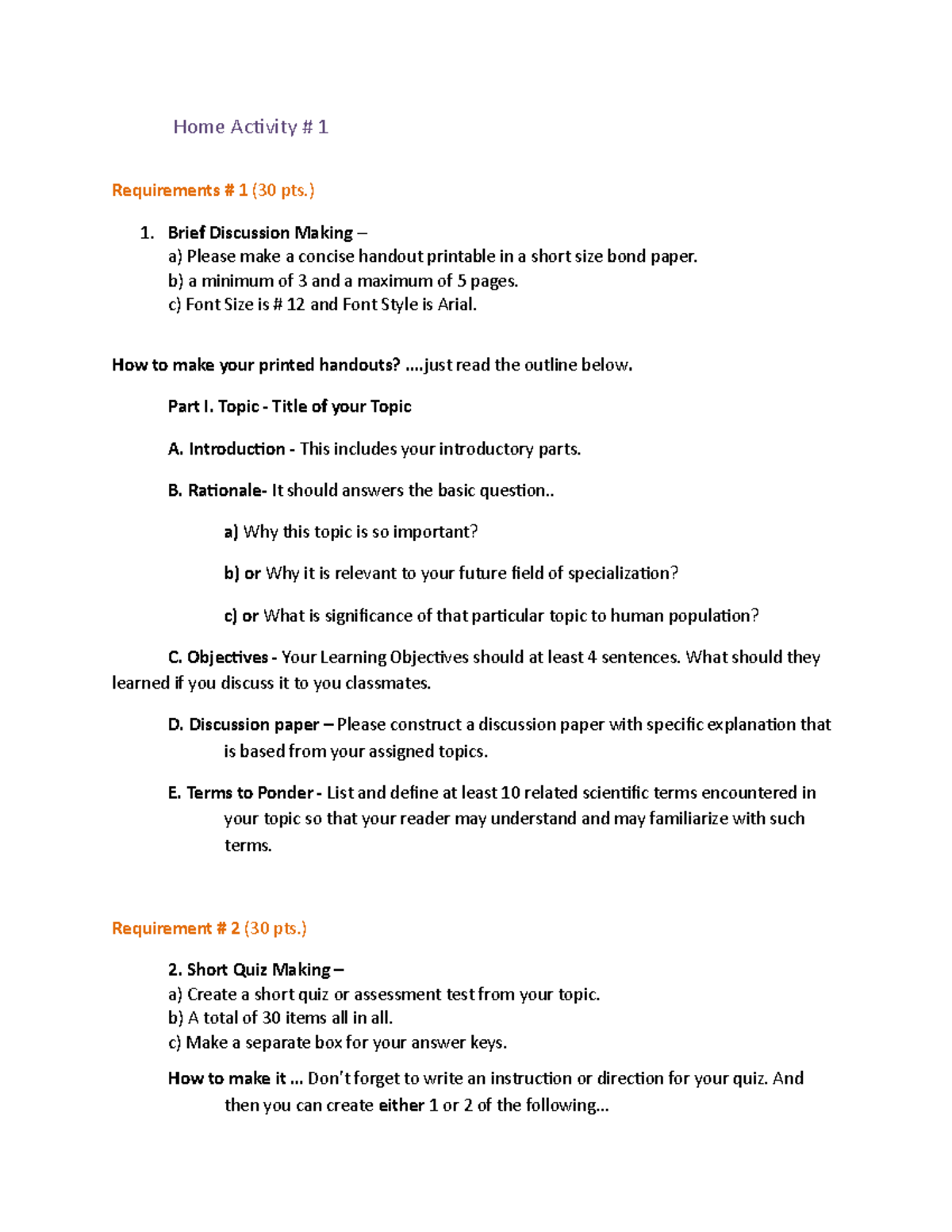 Home-Activity-1 - Topics. - Home Activity # 1 Requirements # 1 (30 pts ...