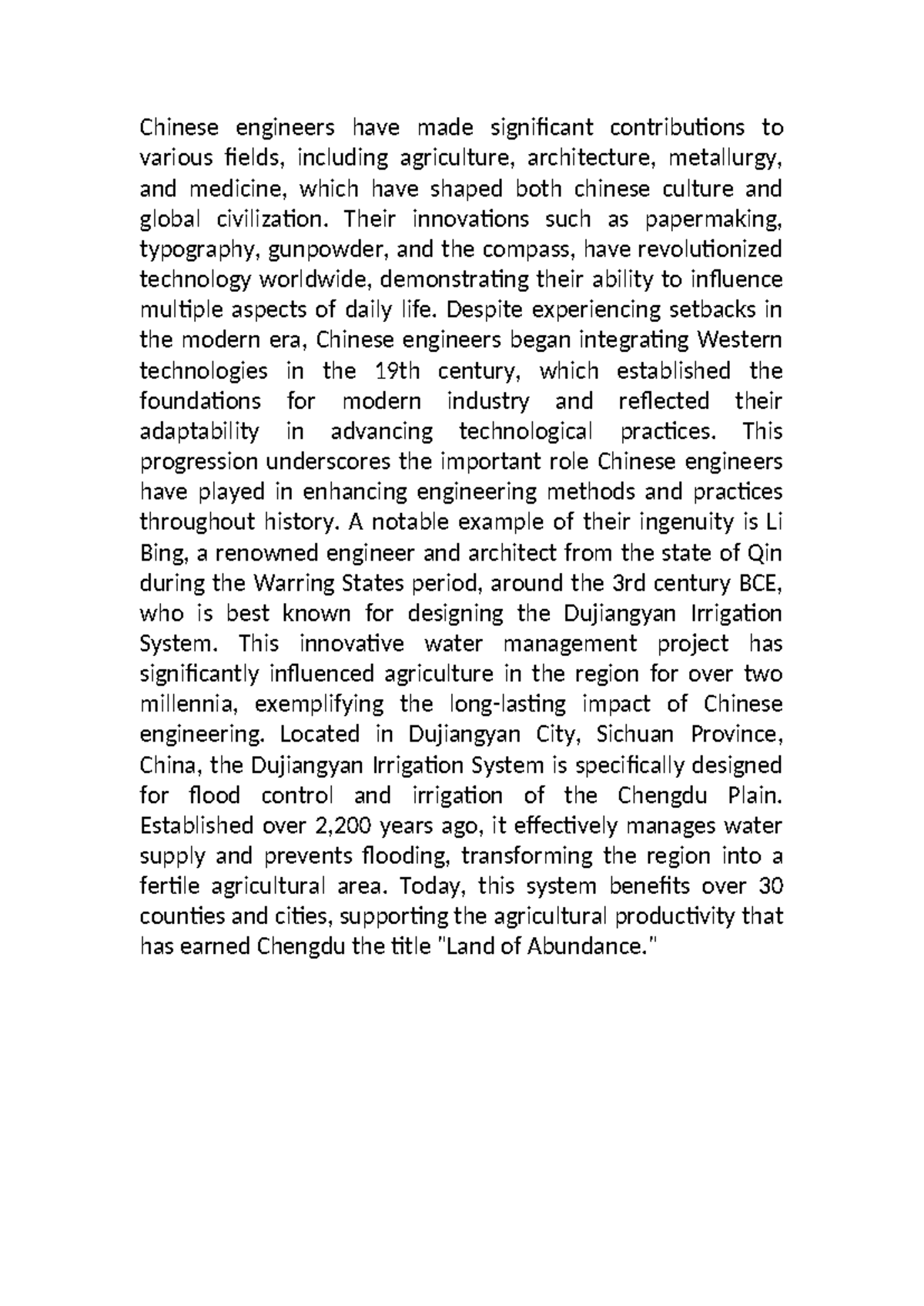 Chinese engineers have made significant contributi - Their innovations ...