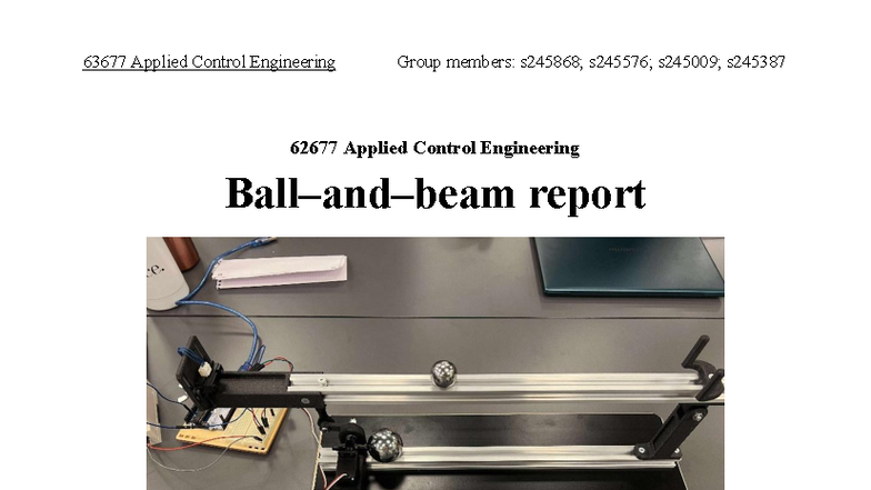 63677 Applied Control Engineering Group Report: Dynamic Modeling ...