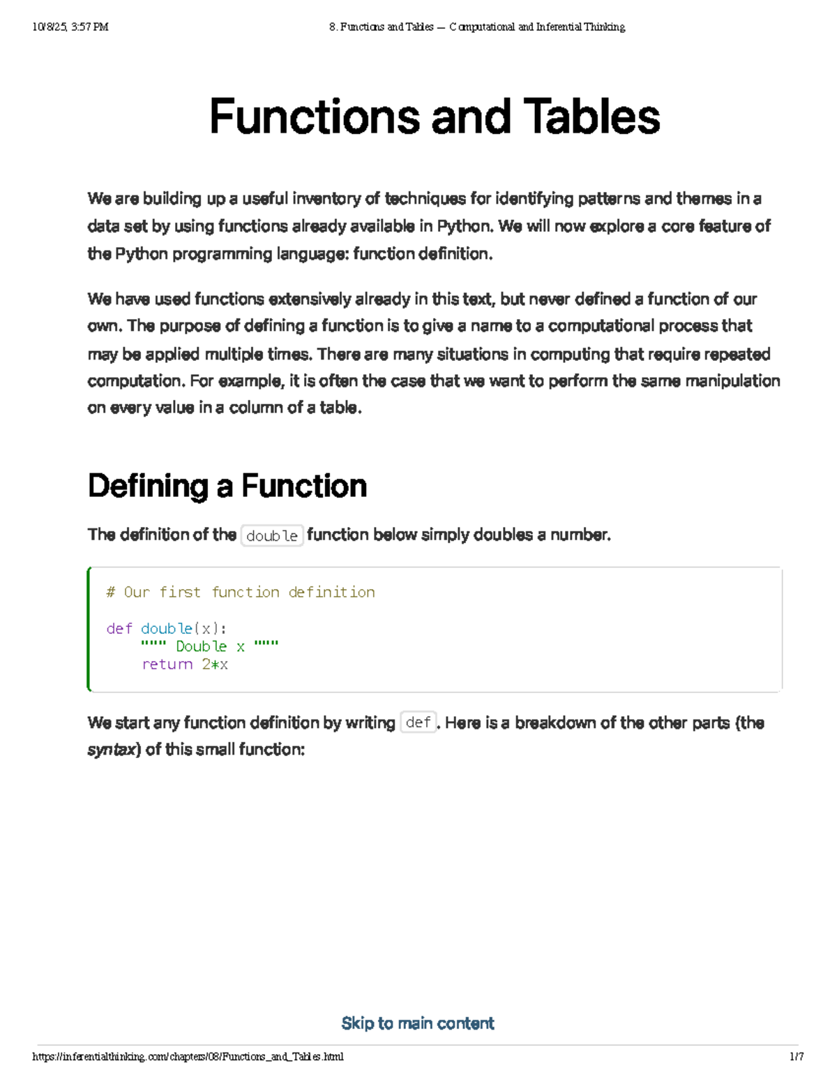 Functions and Tables in Python: A Guide to Computational Thinking - Studocu