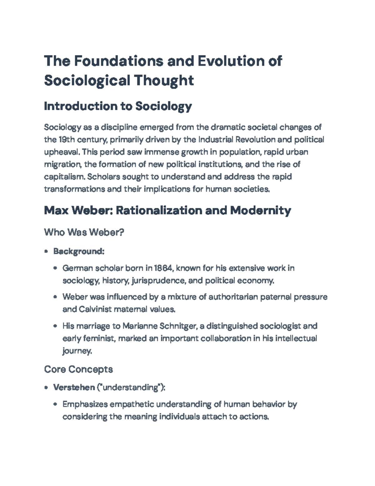 Foundations and Evolution of Sociological Thought (SOC 101) - The ...