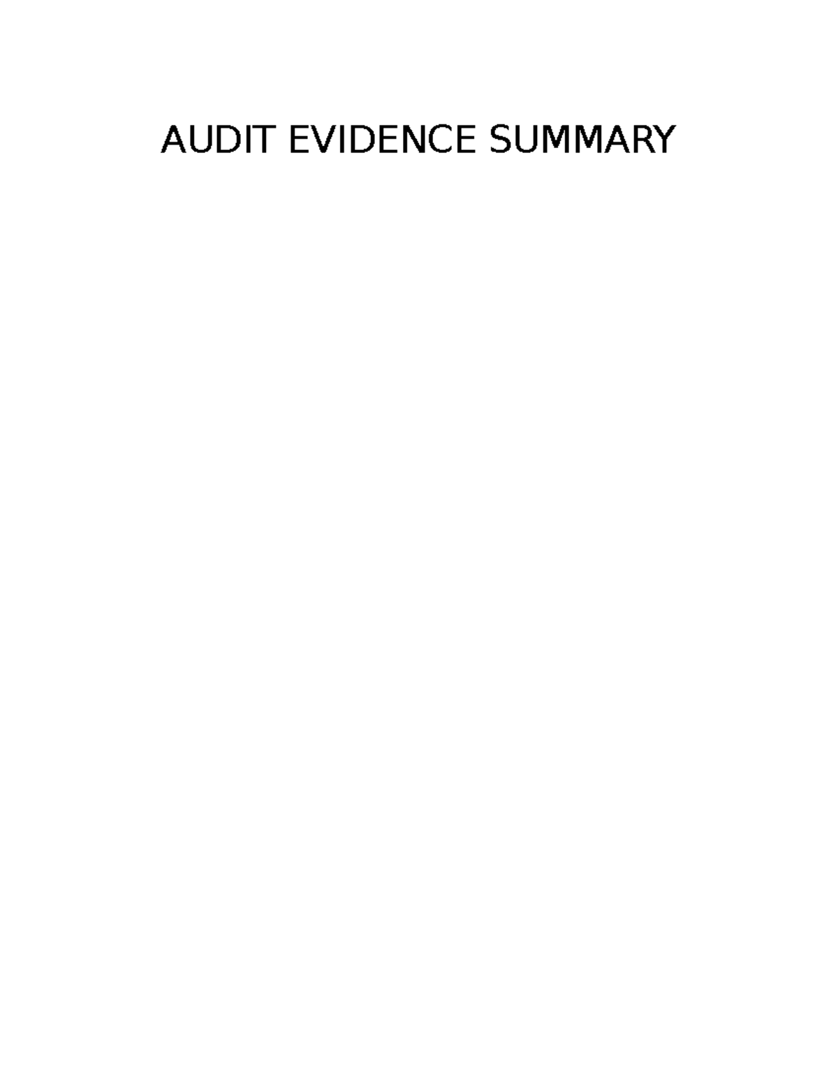 'Audit-Evidence - Summary of Audit Evidence - AUDIT EVIDENCE SUMMARY A ...