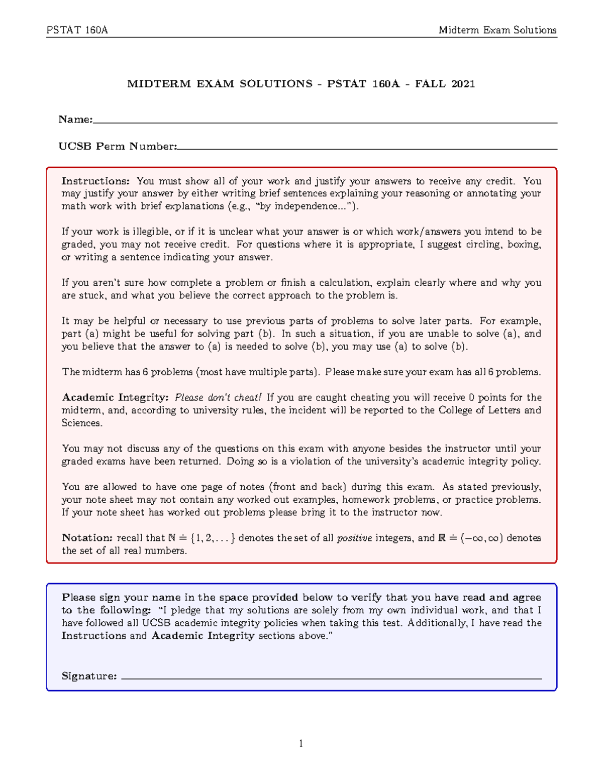 PSTAT 160A Fall 2021 Midterm Exam Solutions - Studocu