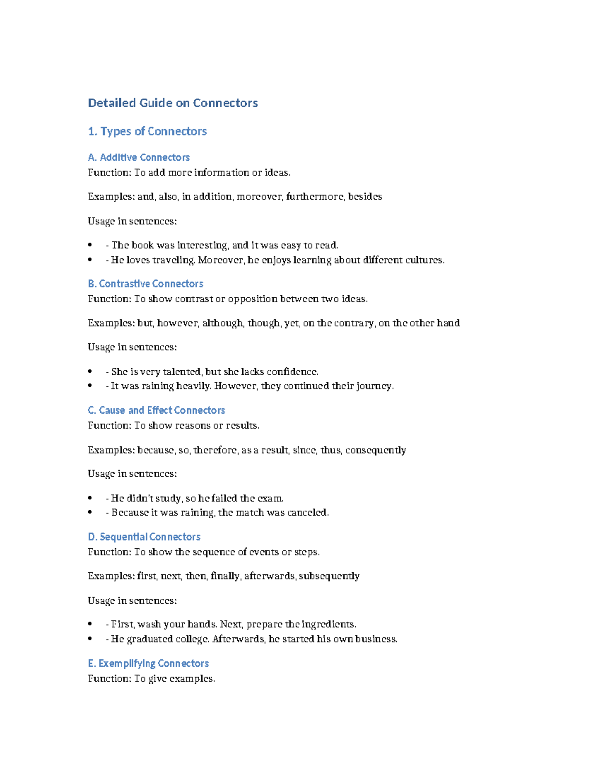 Guide to Connectors: Types, Importance & Common Mistakes - Studocu