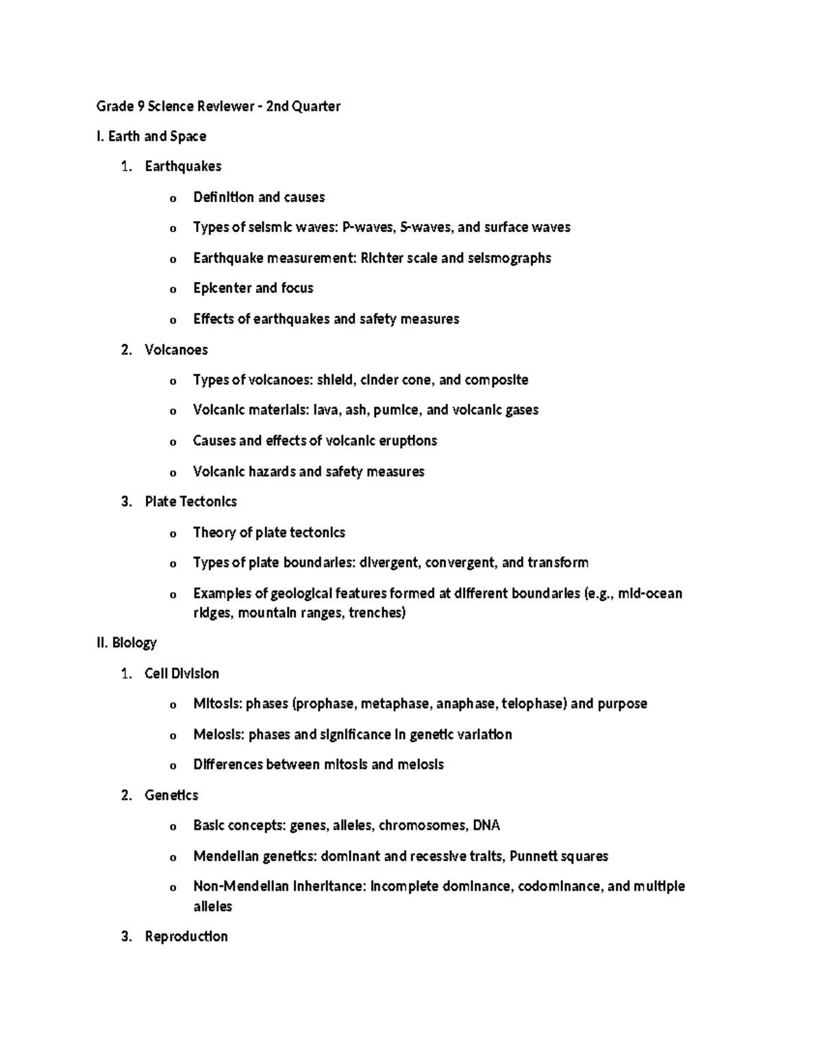 Grade 9 Science Reviewer - 2nd Quarter Comprehensive Guide - Studocu