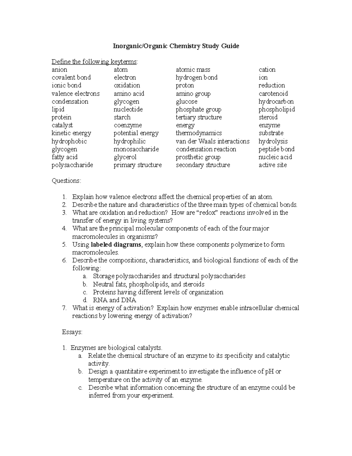 AP Inorganic-Organic Chem Study Guide: Key Terms & Concepts Explained ...