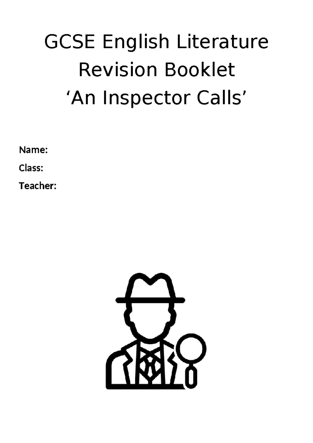 GCSE English Literature Revision: An Inspector Calls Insights - Studocu
