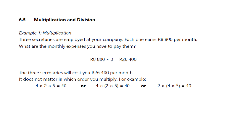6.5 Multiplication and Division: Examples and Calculations - Studocu