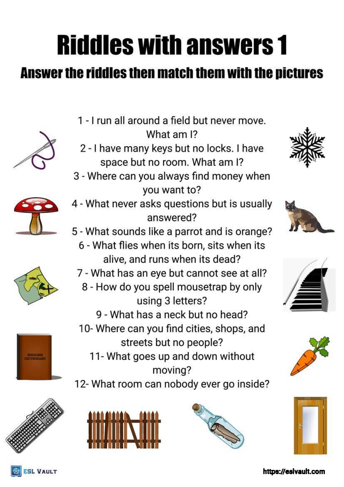 ESL Riddles Worksheet 1: Fun Riddles with Answers - Studocu