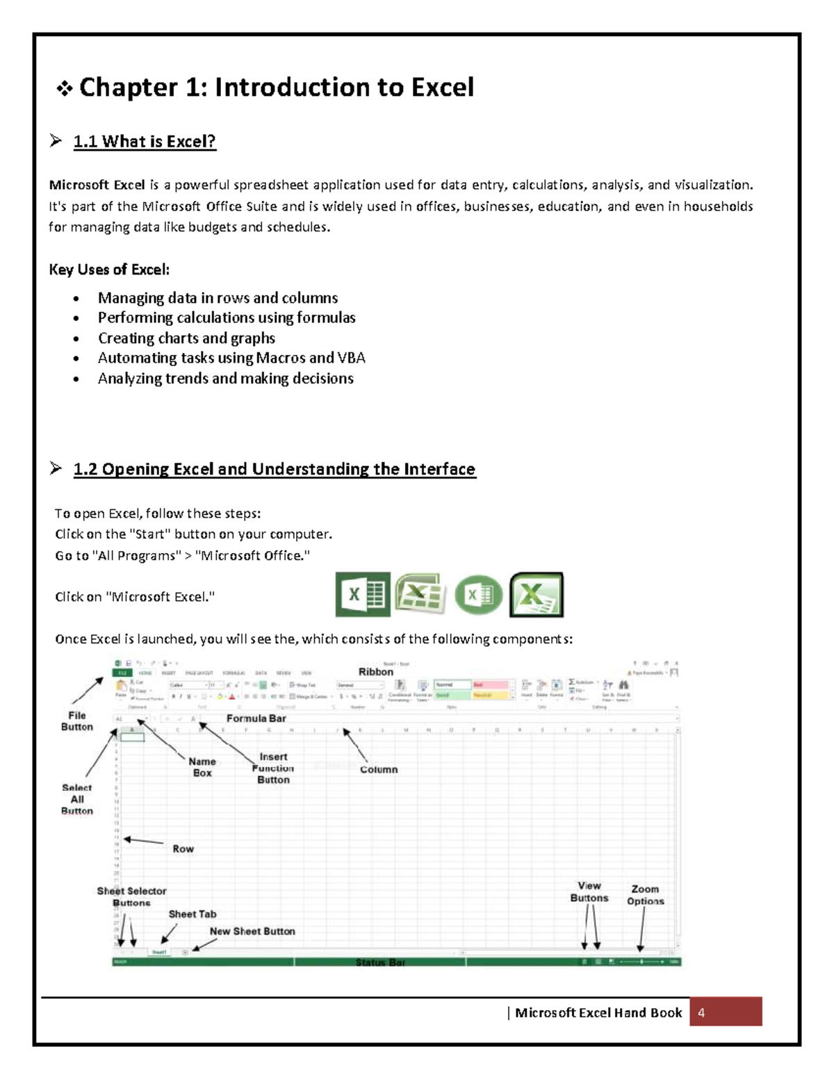 Excel Master Class: Chapter 1 - Introduction to Excel Basics - Studocu