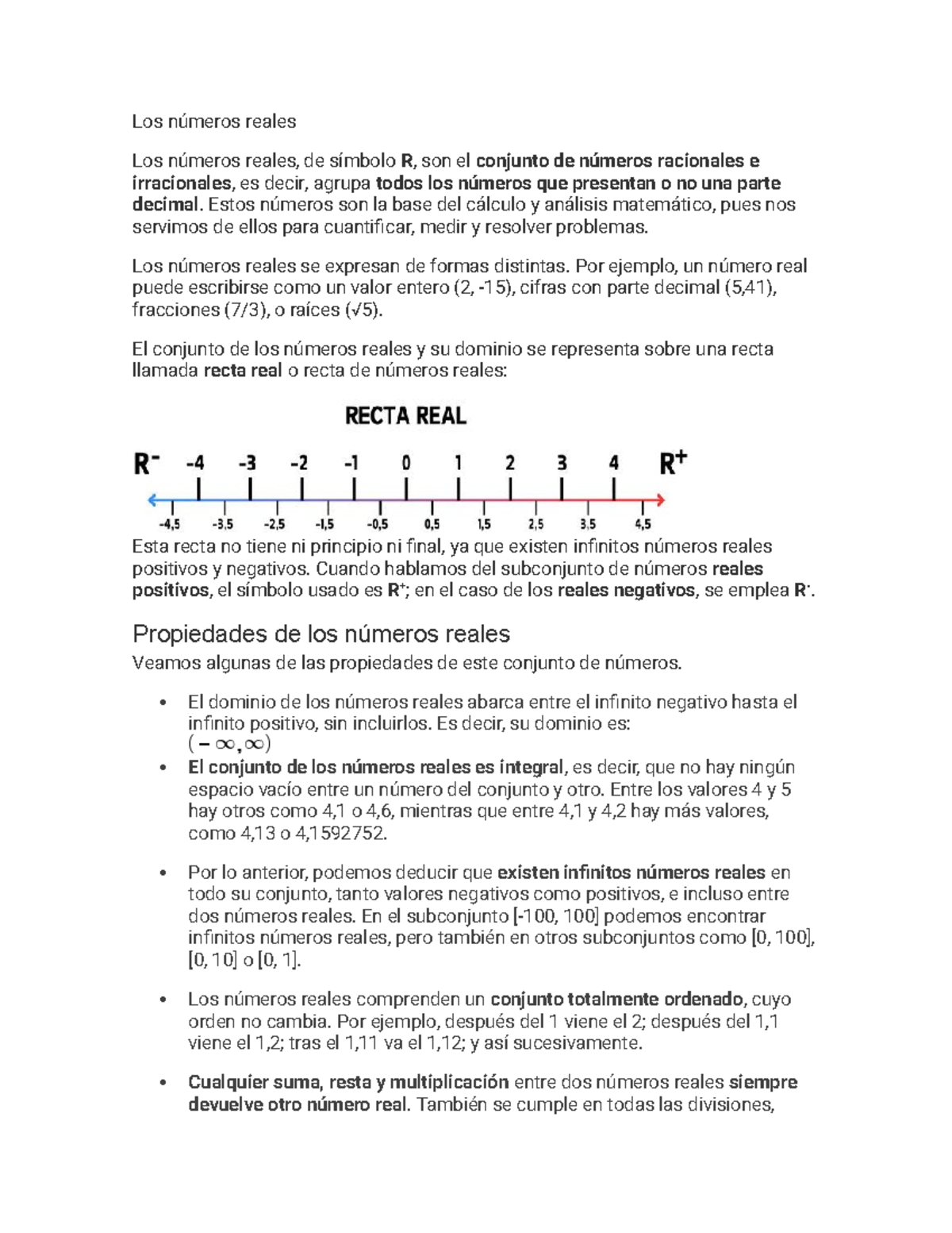 Unidad 1 - Los números reales Los números reales, de símbolo R, son el ...