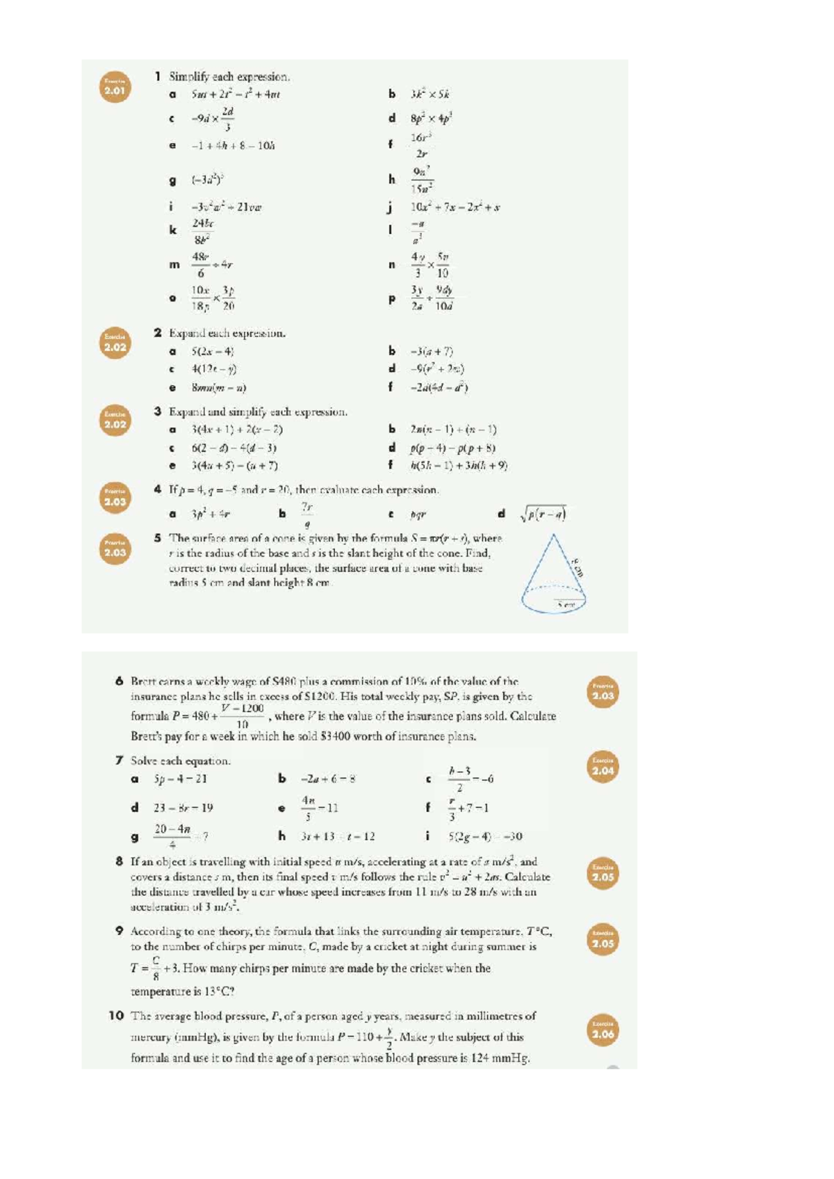 Maths Review: Exercises on Expressions, Equations, and Applications ...