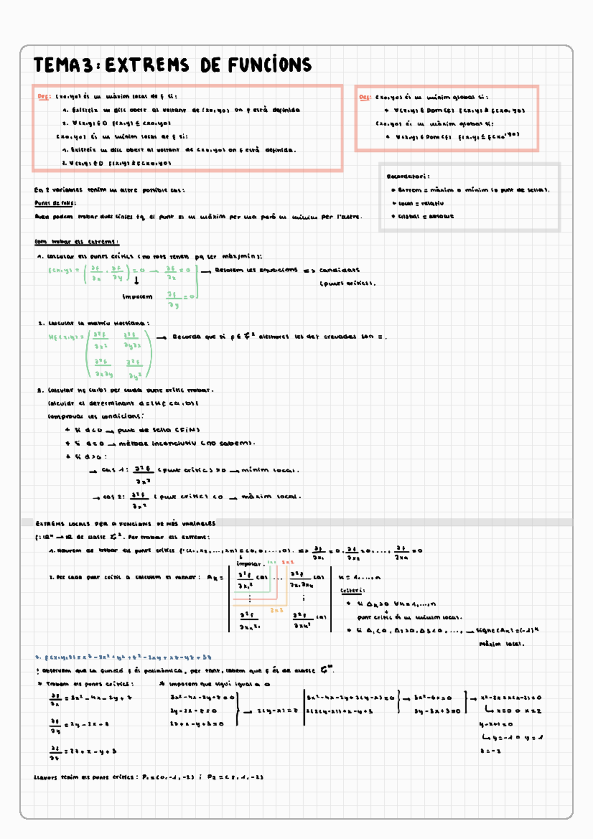 Extrems de Funcions - Tema 3 (Curs 250410, 191256) - Studocu