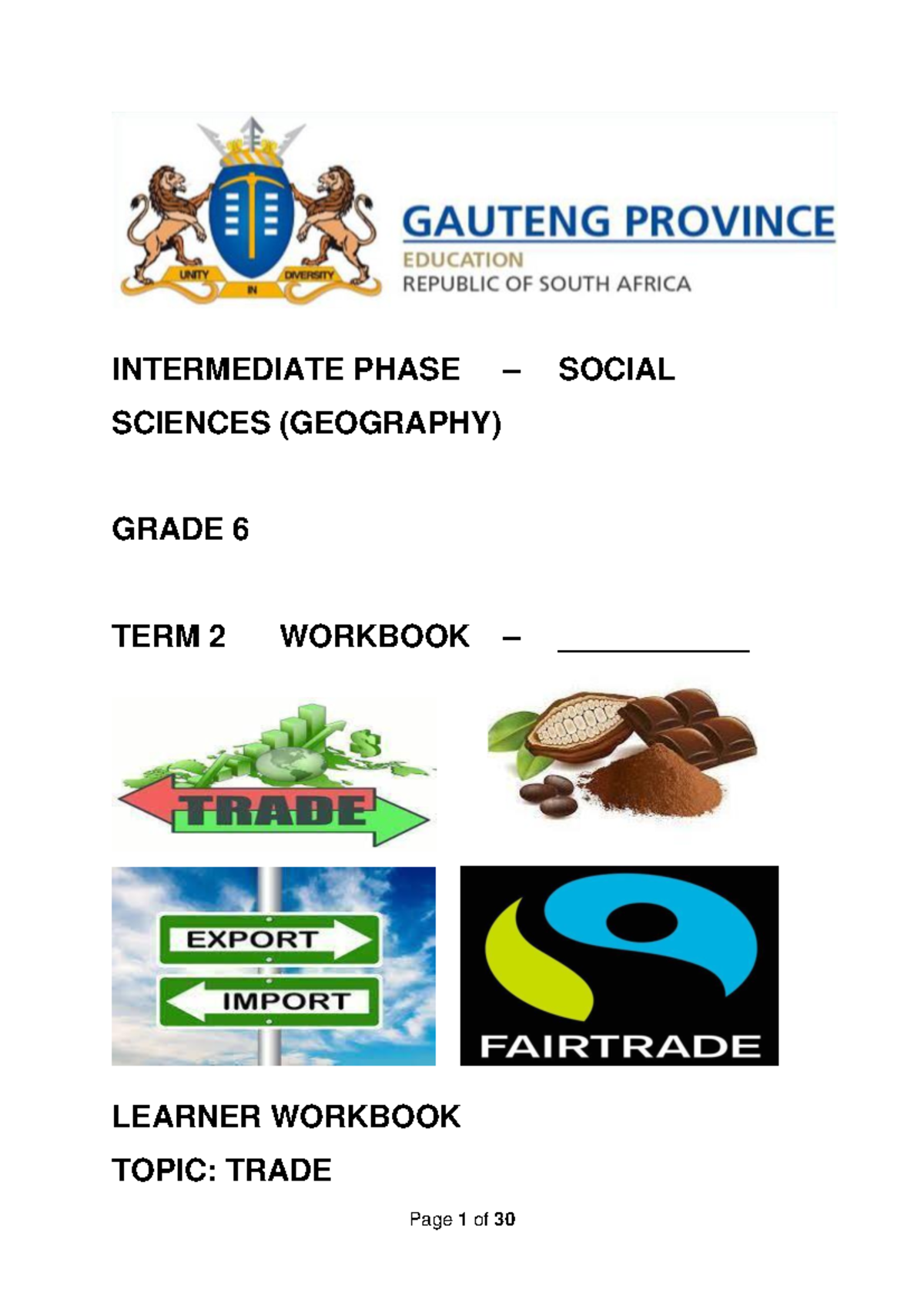 Grade 6 Geography Term 2 Workbook: Trade and Resources Insights - Studocu