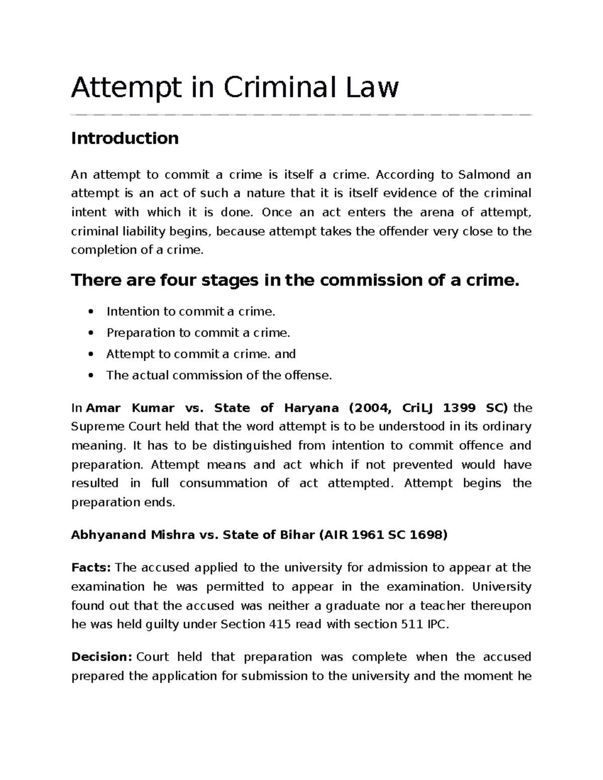 CH-11: Understanding Attempt in Criminal Law and Relevant Sections ...