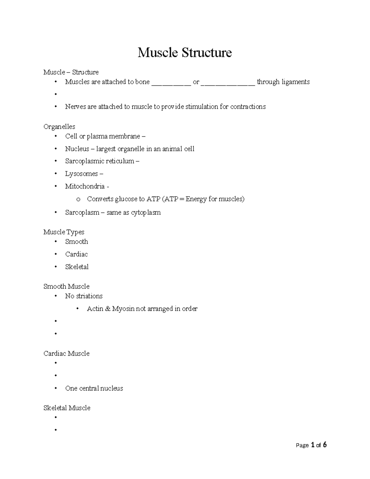 Muscle Structure and Function Notes (BIO 101) - Studocu