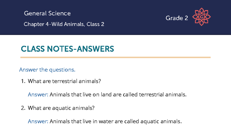 General Science Grade 2 Chapter: Animals Overview and Q&A - Studocu