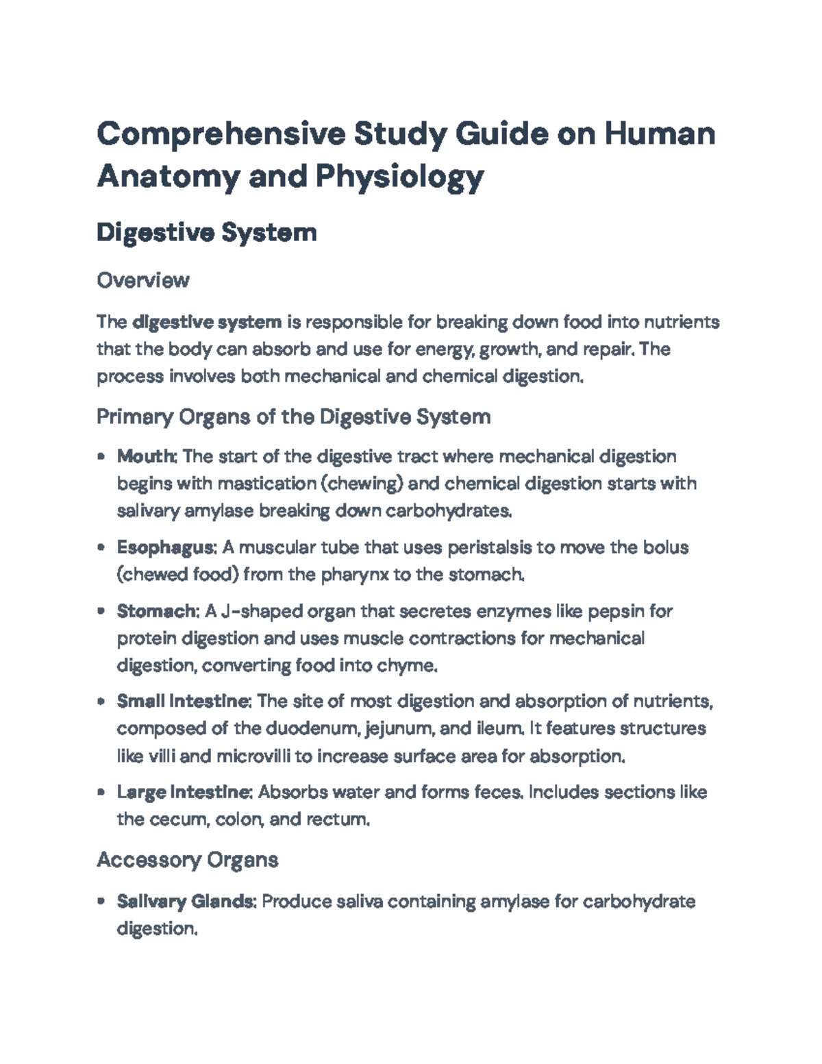 Comprehensive Study Guide: Human Anatomy & Physiology Systems Overview ...
