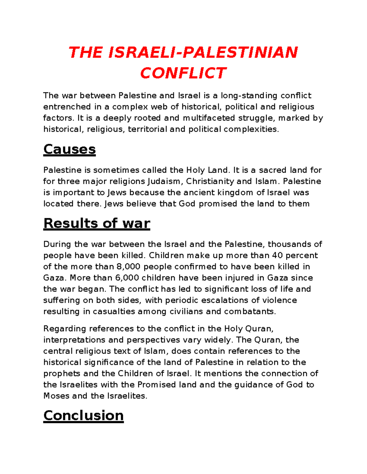 THE Israeli - This document is about the Israel Palestine War - THE ...