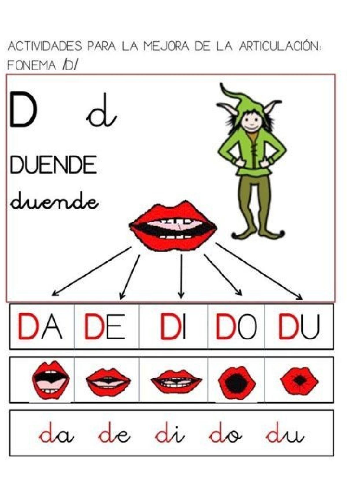 Actividades para la Mejora de la Articulación: Fonema /D/ y /L/ - Studocu