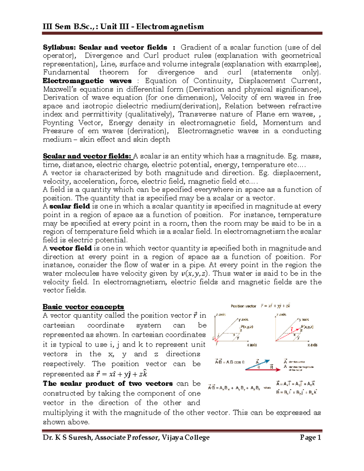 Sem B.Sc. Electromagnetism: Comprehensive Syllabus and Key Concepts ...