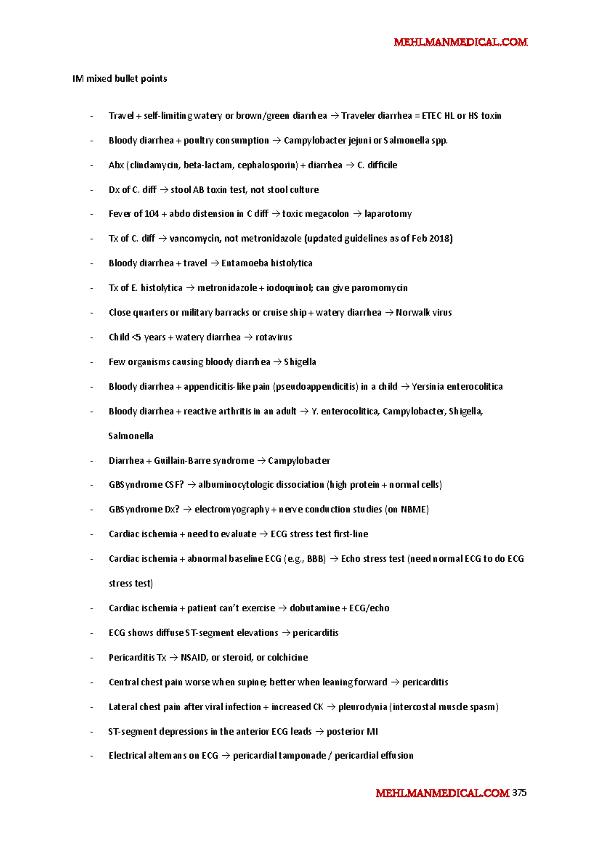 Internal Medicine Bullet Points - High Yield Notes for USMLE - IM mixed ...