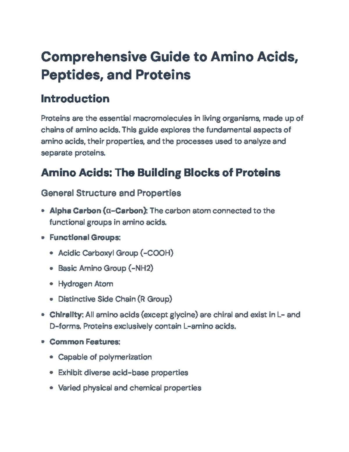 Comprehensive Guide to Amino Acids, Peptides, and Proteins: Key Concepts - Comprehensive Guide ...