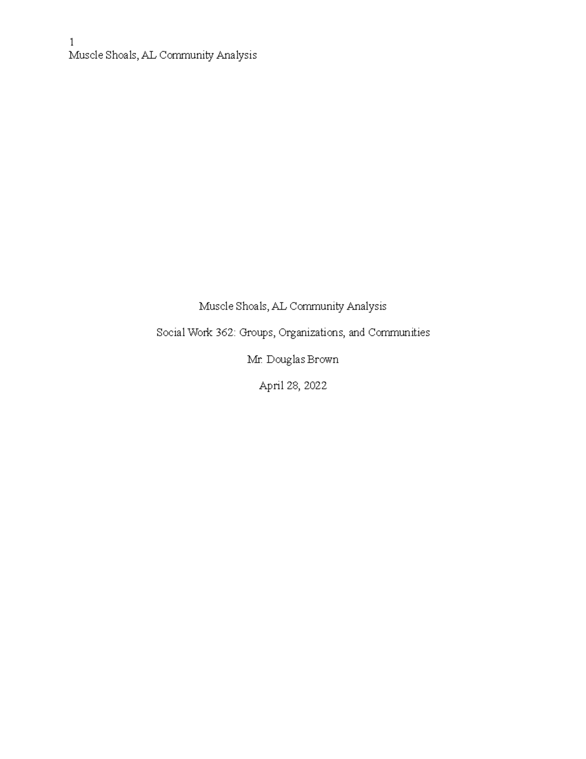 SW 362- Community Analysis - Muscle Shoals, AL Community Analysis ...