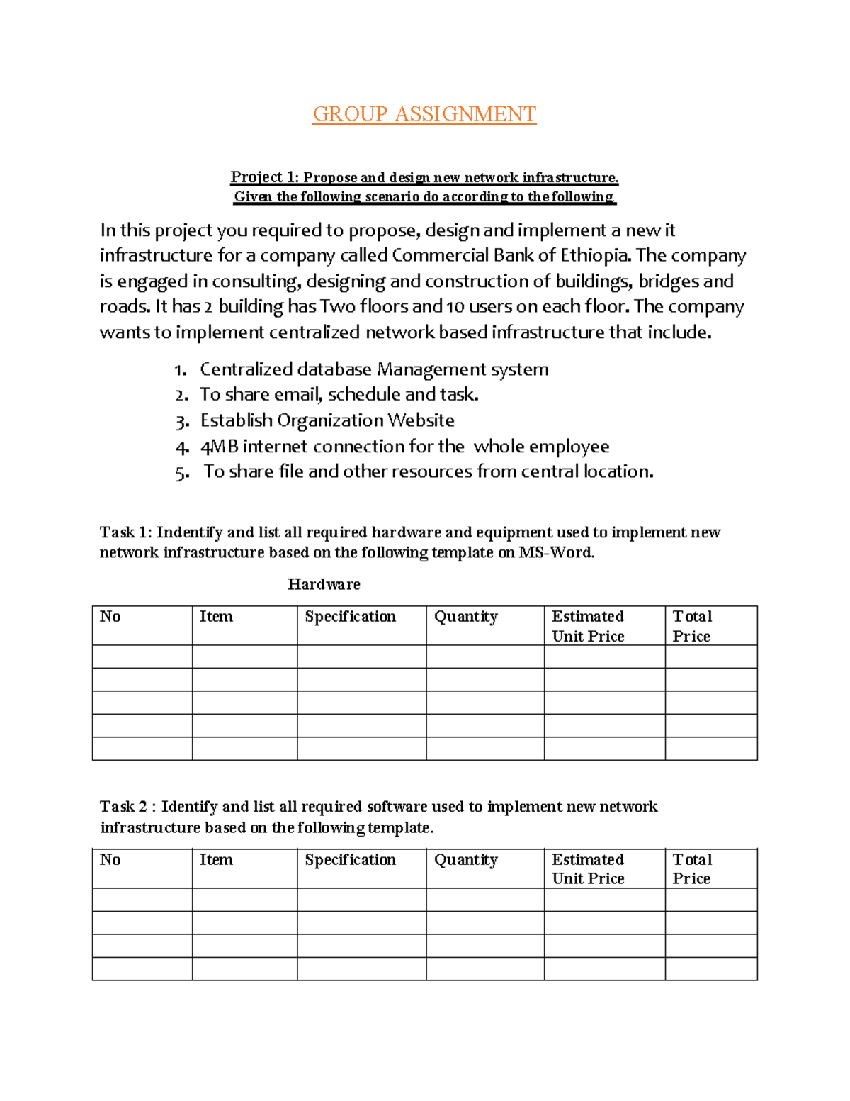 Group Assignment: Network Infrastructure Proposal & Design (IT301) - Studocu