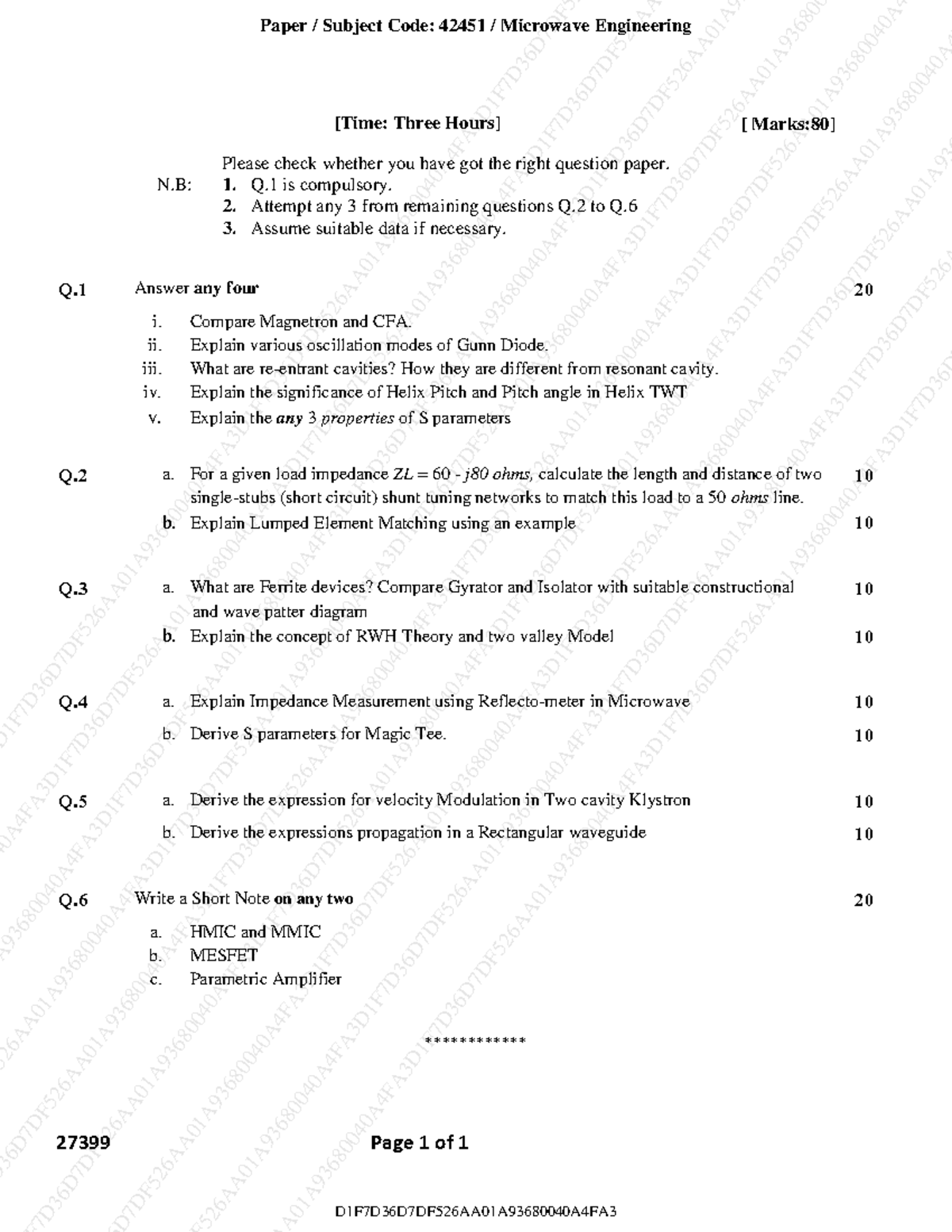 Microwave Engineering QP 42451 - May 23 Exam Paper Analysis - Studocu
