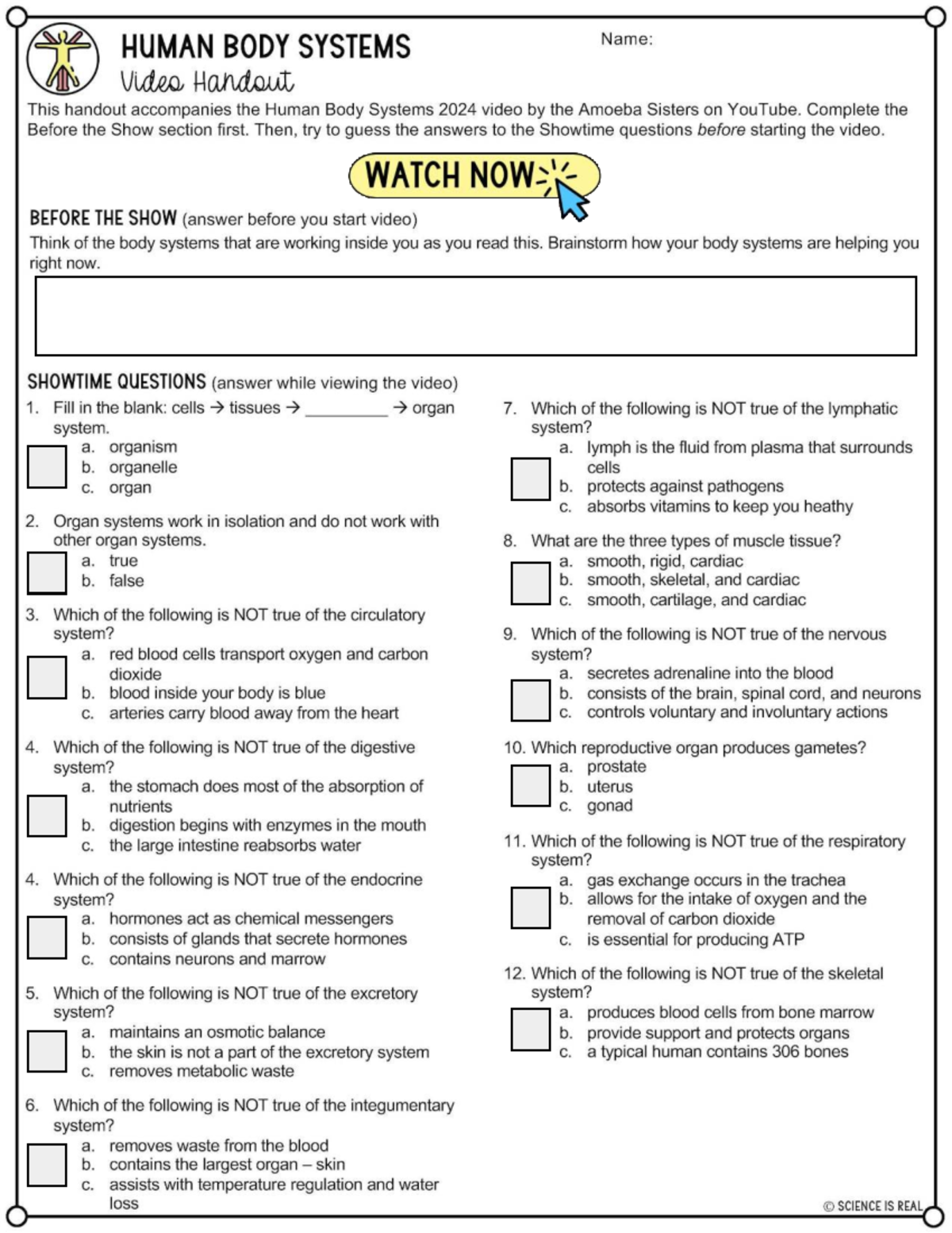 2024 Human Body Systems (HBS 101) Video Handout Guide - Studocu