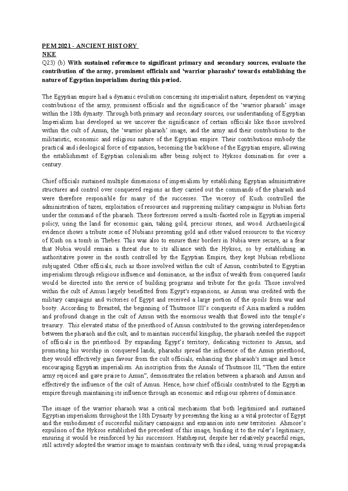 Contribution of Warrior Pharaohs, Officials & Army to Egyptian ...