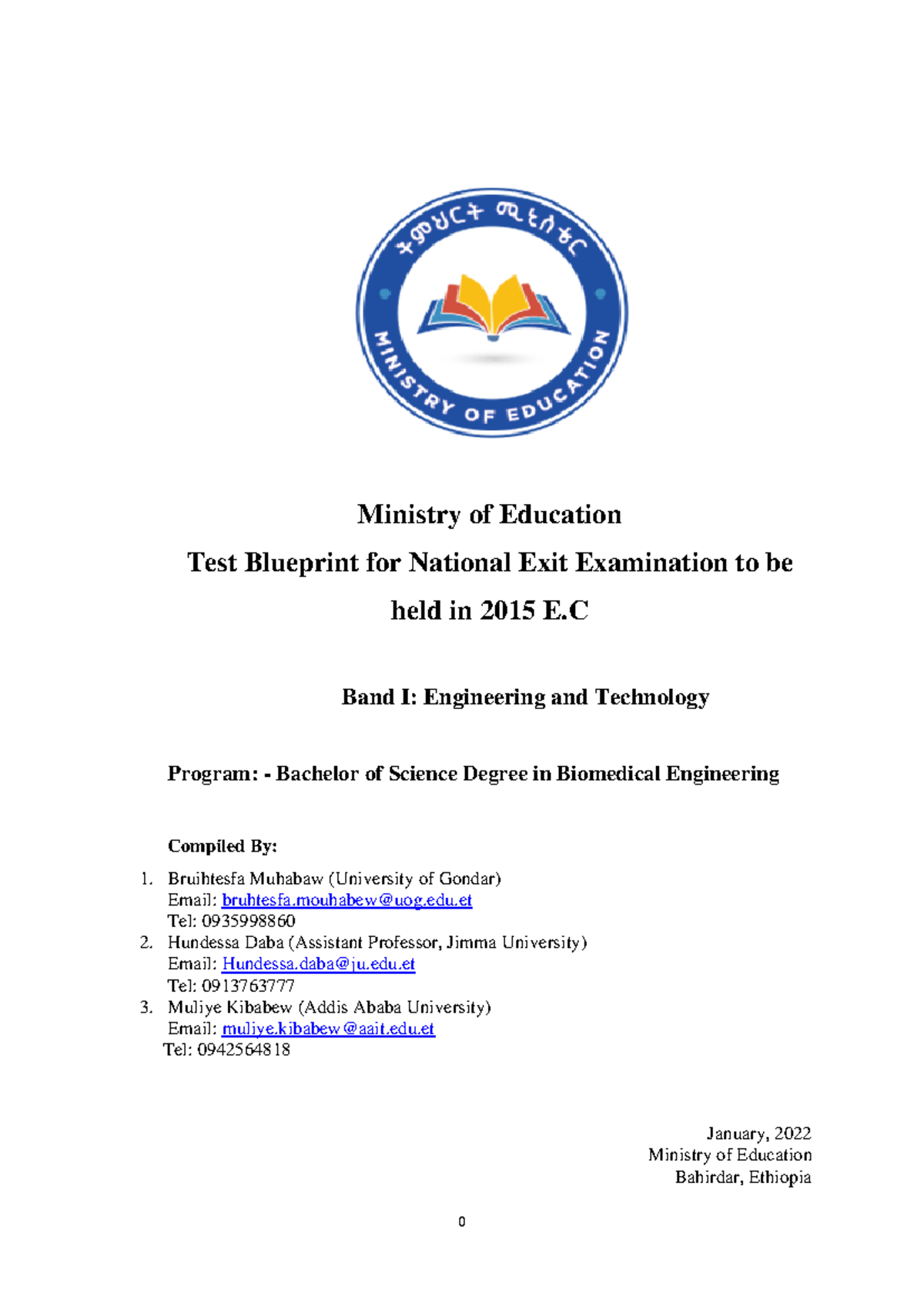 BS in Biomedical Engineering Exit Exam Test Blueprint (2022) - Studocu