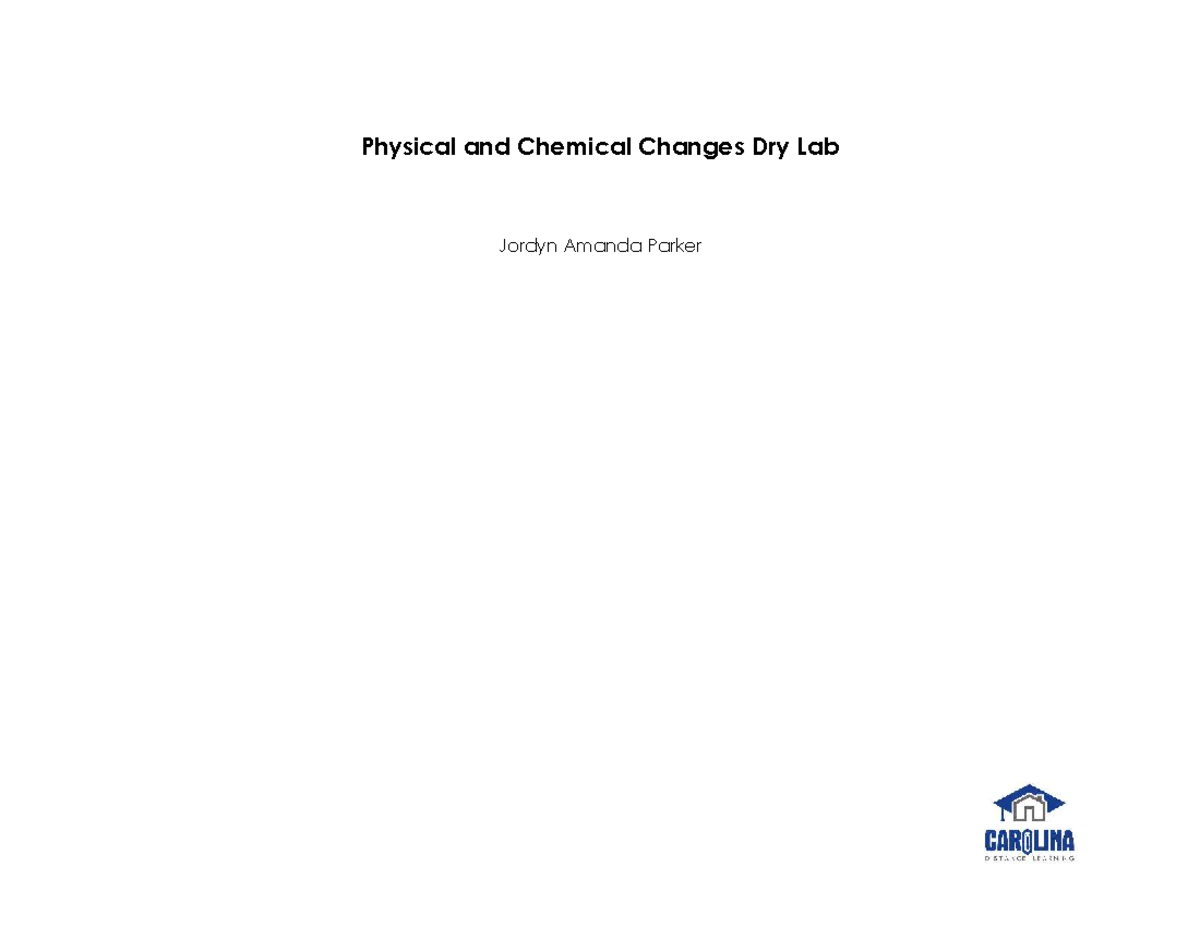 Physical and Chemical Changes Lab Q: Observations and Data Analysis ...