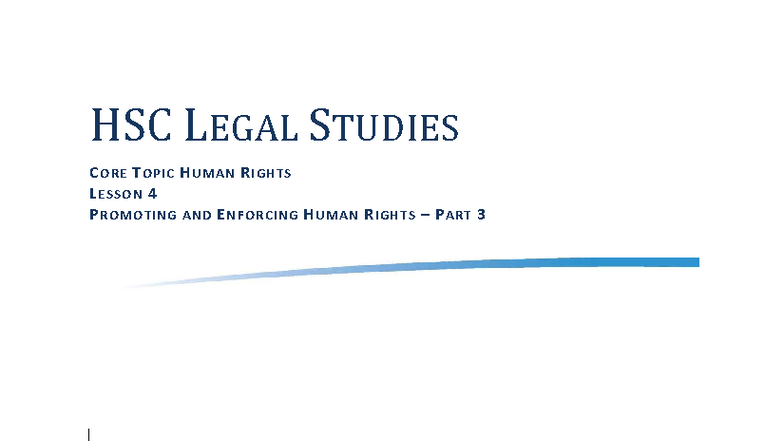 HSC Legal Studies: Human Rights Lesson 4 - Promoting & Enforcing Rights ...