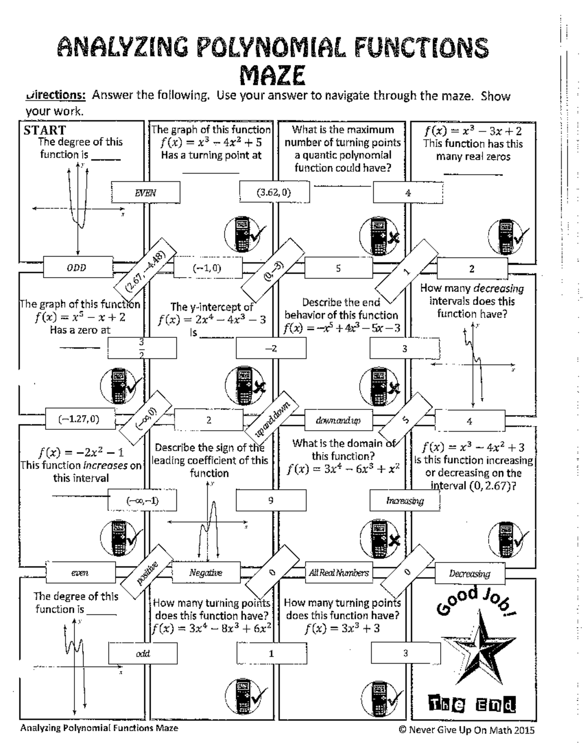 Analyzing Polynomial Functions Maze (MATH 16) - Studocu