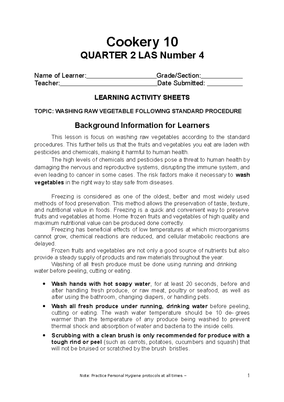 Cookery 10 Quarter 2 LAS No. 4-2021-2022 - Cookery 10 QUARTER 2 LAS ...