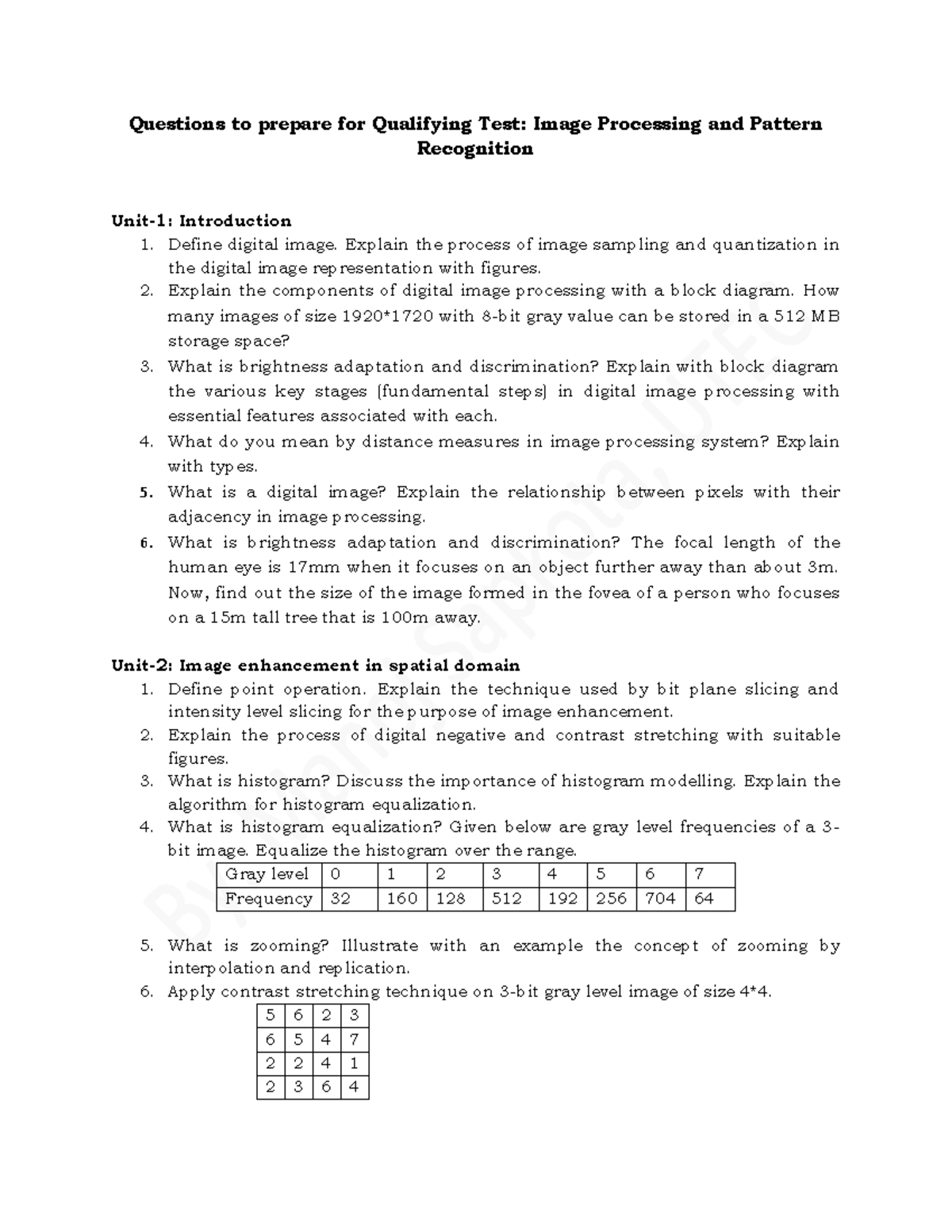 Model Questions for QT: Image Processing & Pattern Recognition - Studocu