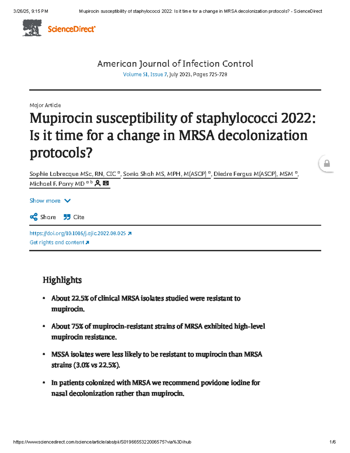 Mupirocin Susceptibility of Staphylococci: Revising MRSA Protocols ...