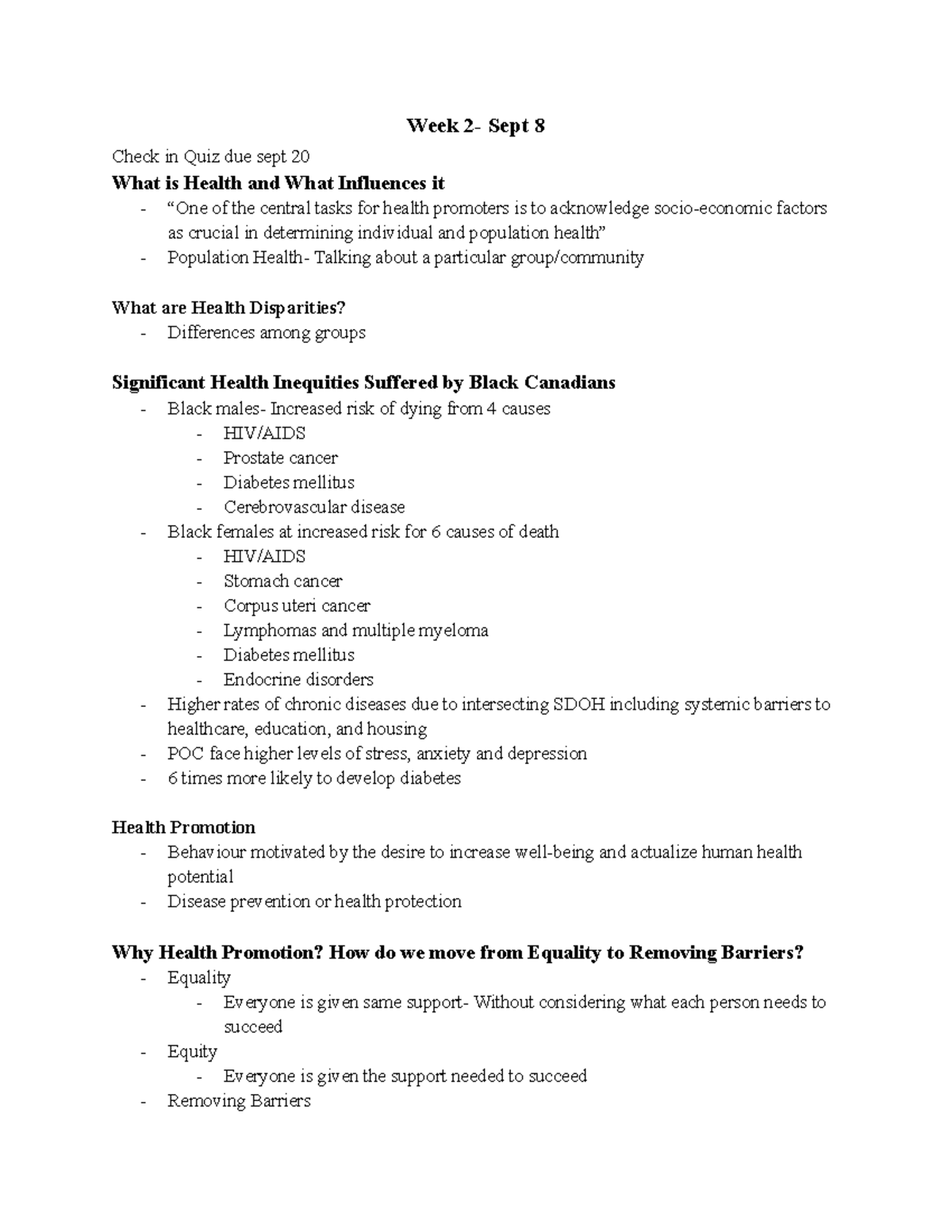 HLTH205 - Lecture: Understanding Health Promotion and Disparities - Studocu
