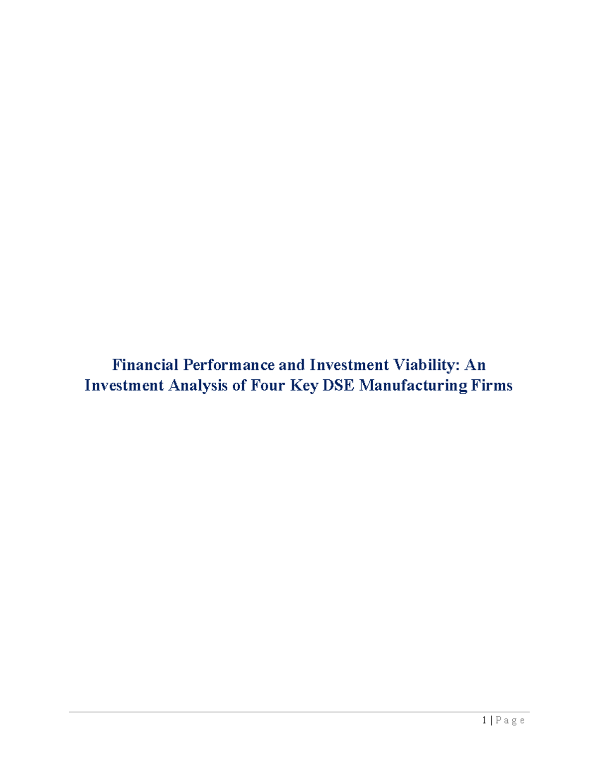 Financial Management Analysis of DSE Manufacturing Firms (FIN7302 ...