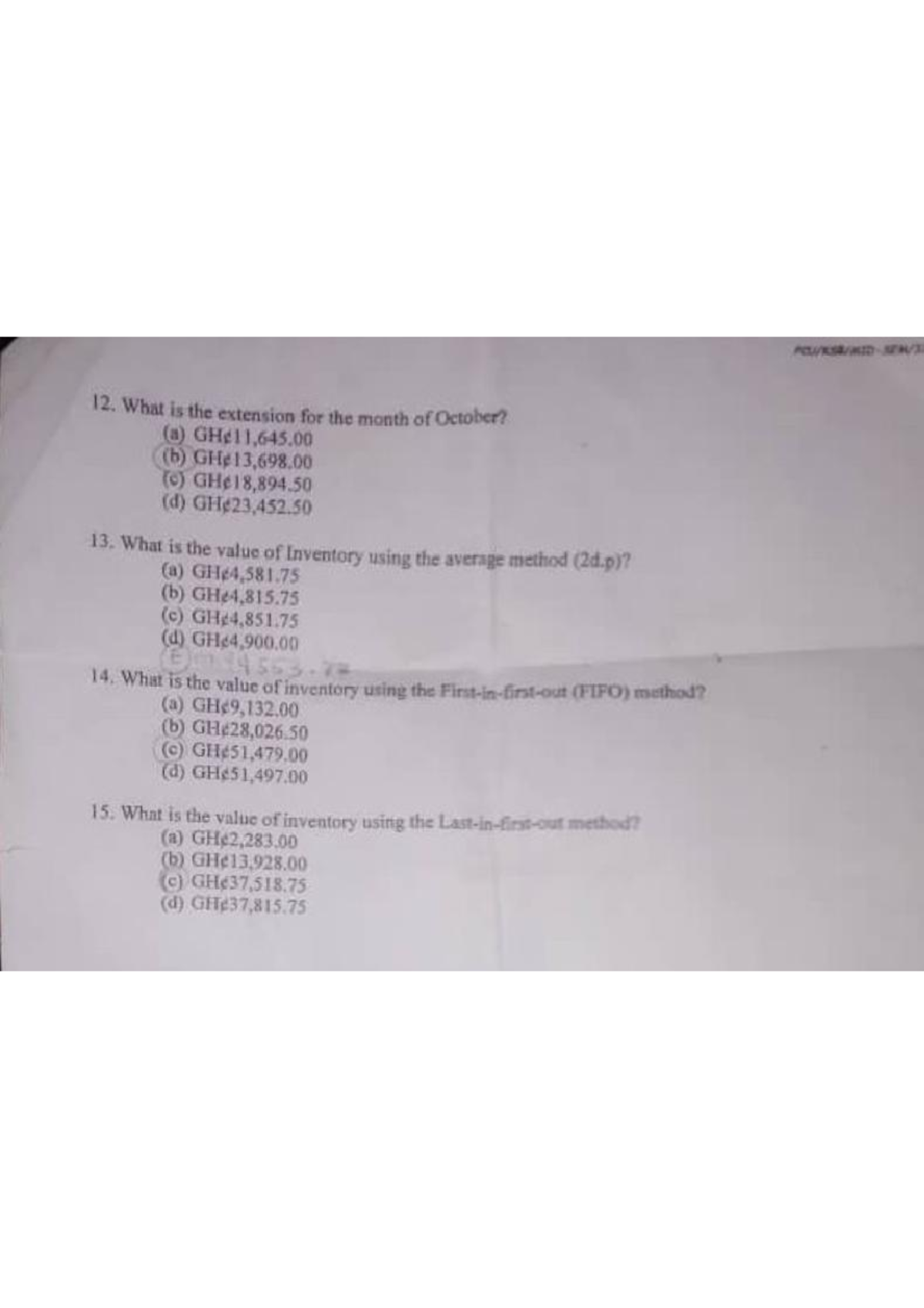 (Business Mathematics Pass Questions) - 12. What is the extension for ...