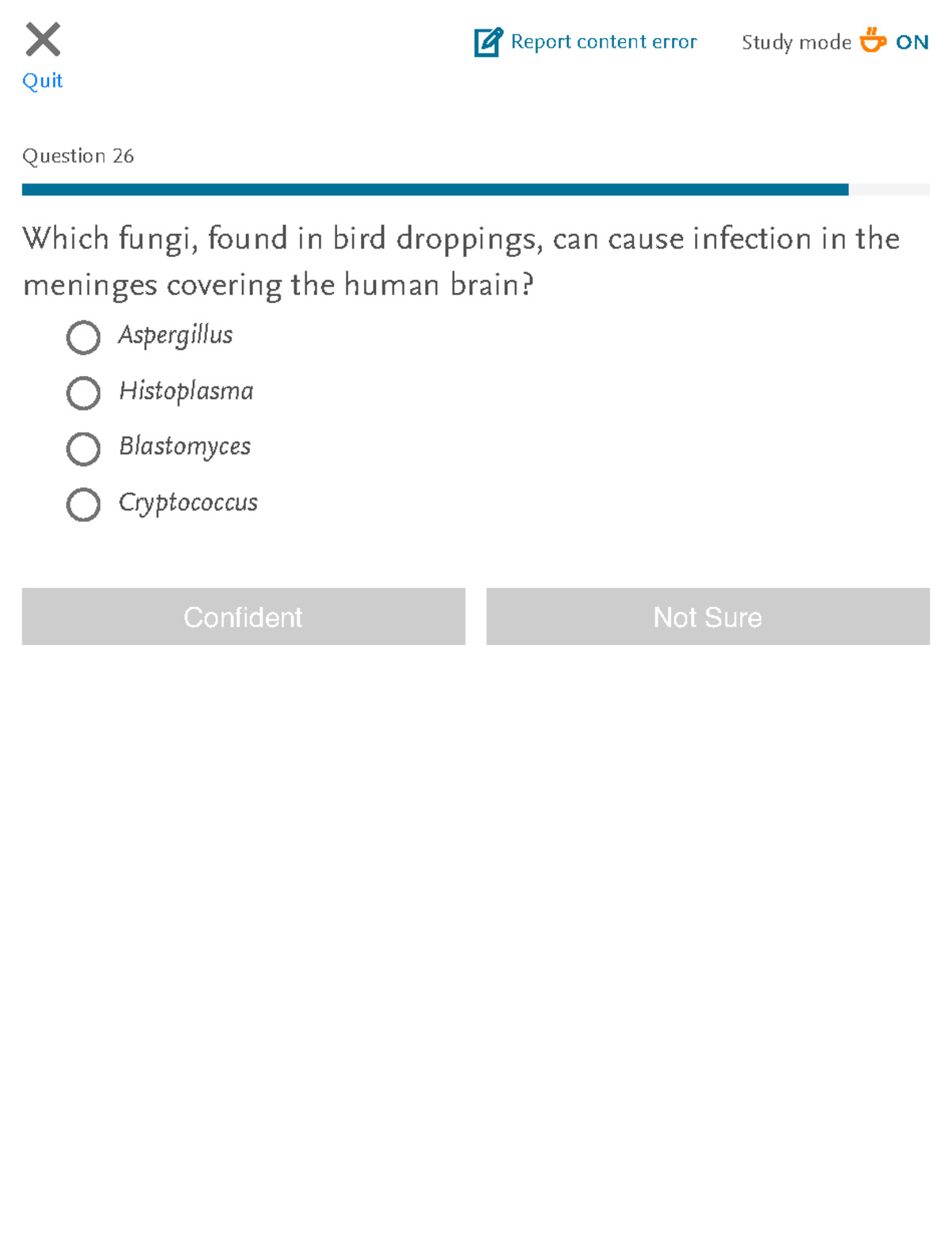 Elsevier Adaptive Quizzing - Quiz 201 - ENSL 131 - Quit Report content error Study mode ON Which ...
