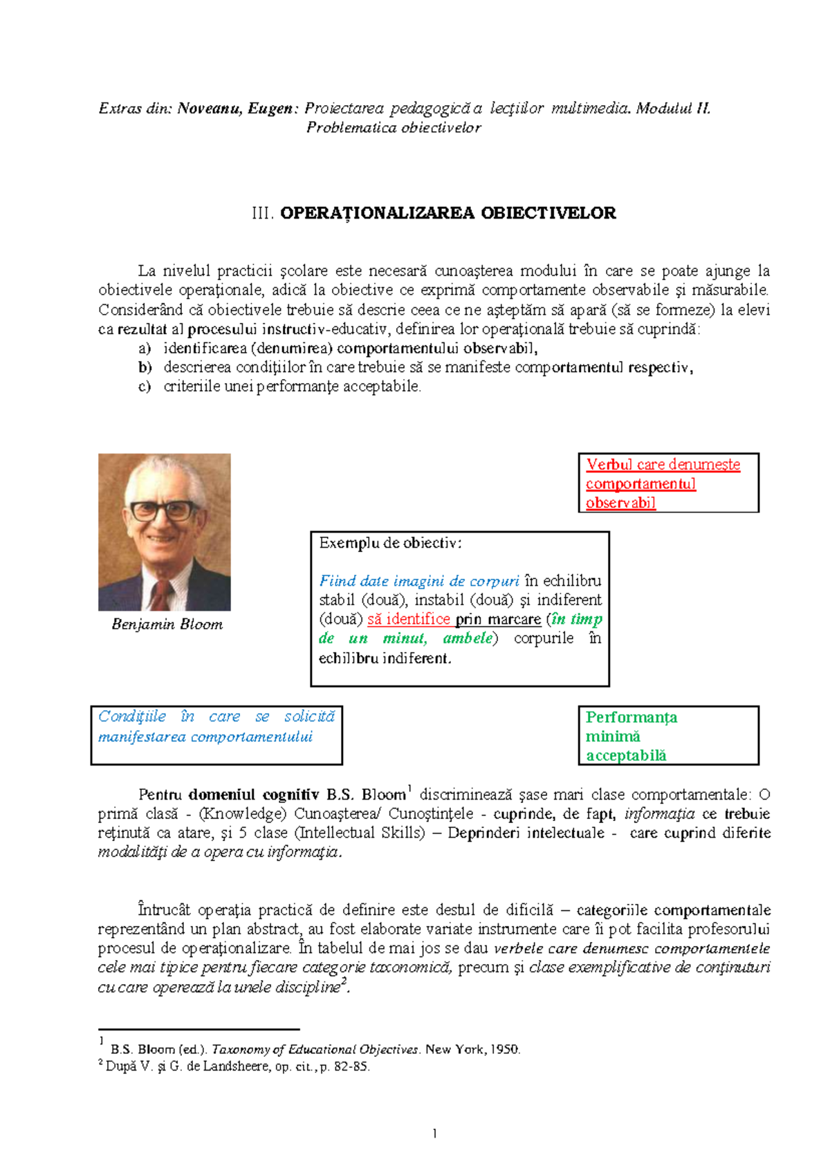 Obiective operaționale la Lecția de Proiectare Pedagogică - Modul II ...