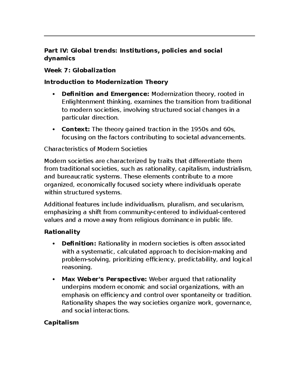 GDS-7: Week 7 - Globalization and Modernization Theory Overview - Studocu