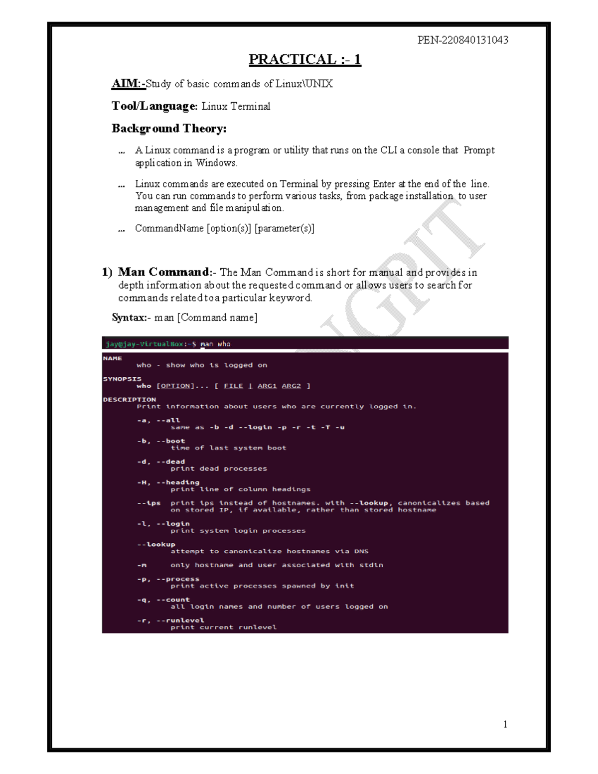 OS Lab Manual: Basic and Advanced Linux Commands Guide - Studocu